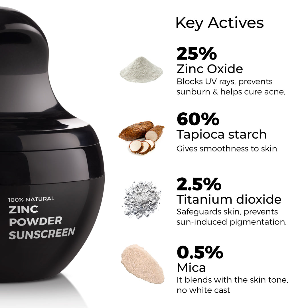 Zinc Powder Sunscreen | Ivory-01 Shade | Broad Spectrum UV Protection ...